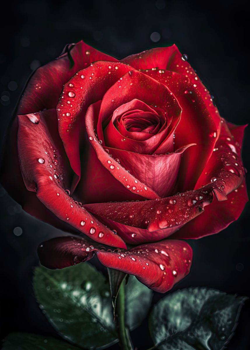 'Rose in the Rain' Poster, picture, metal print, paint by Morphic ...