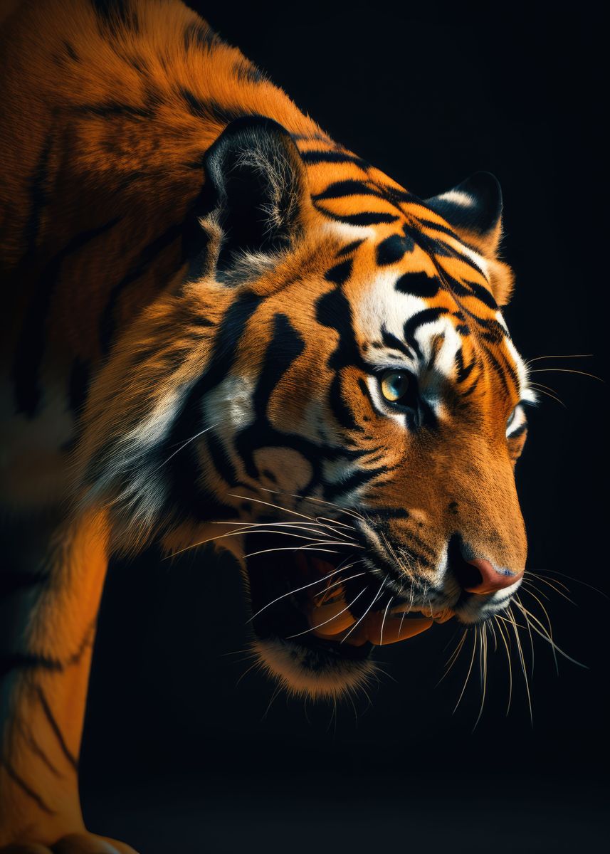 'Wild Hissing Tiger Head' Poster, picture, metal print, paint by ...