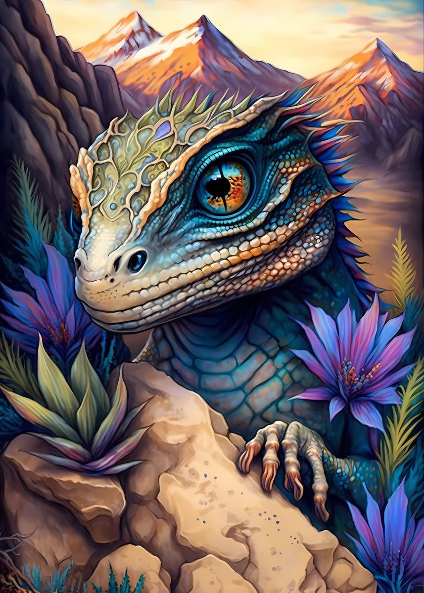 'Lizard Fantasy fiction' Poster, picture, metal print, paint by Jaydyn ...