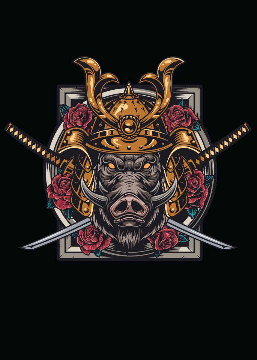 'Samurai Pig' Poster, picture, metal print, paint by Cassandra Cremin ...