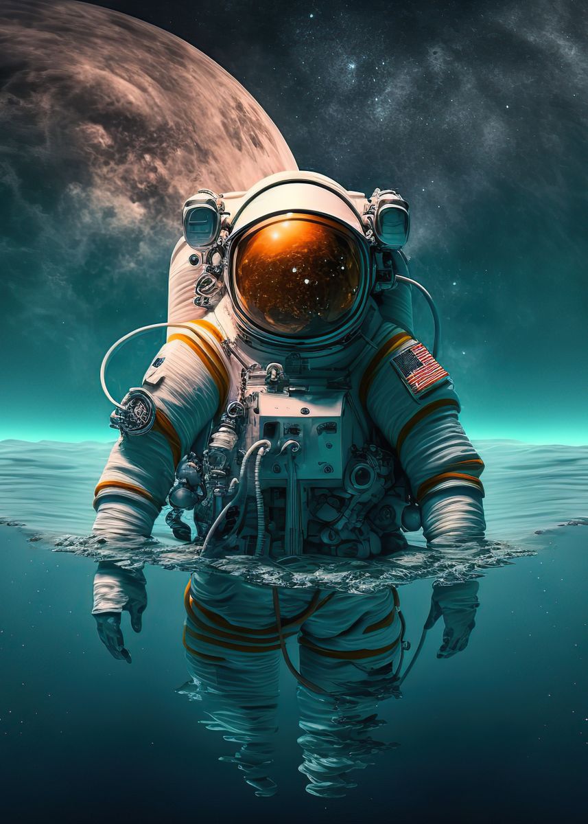'Astronaut in the ocean' Poster, picture, metal print, paint by Ahmet ...