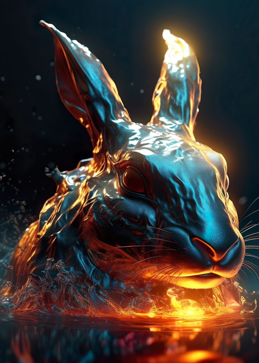 'Fire and Ice Rabbit' Poster, picture, metal print, paint by ...