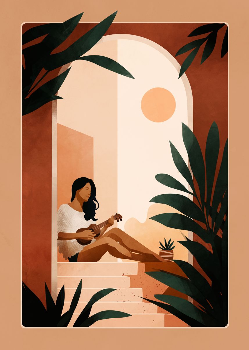 'Boho Romantic Musical Day' Poster, picture, metal print, paint by ...