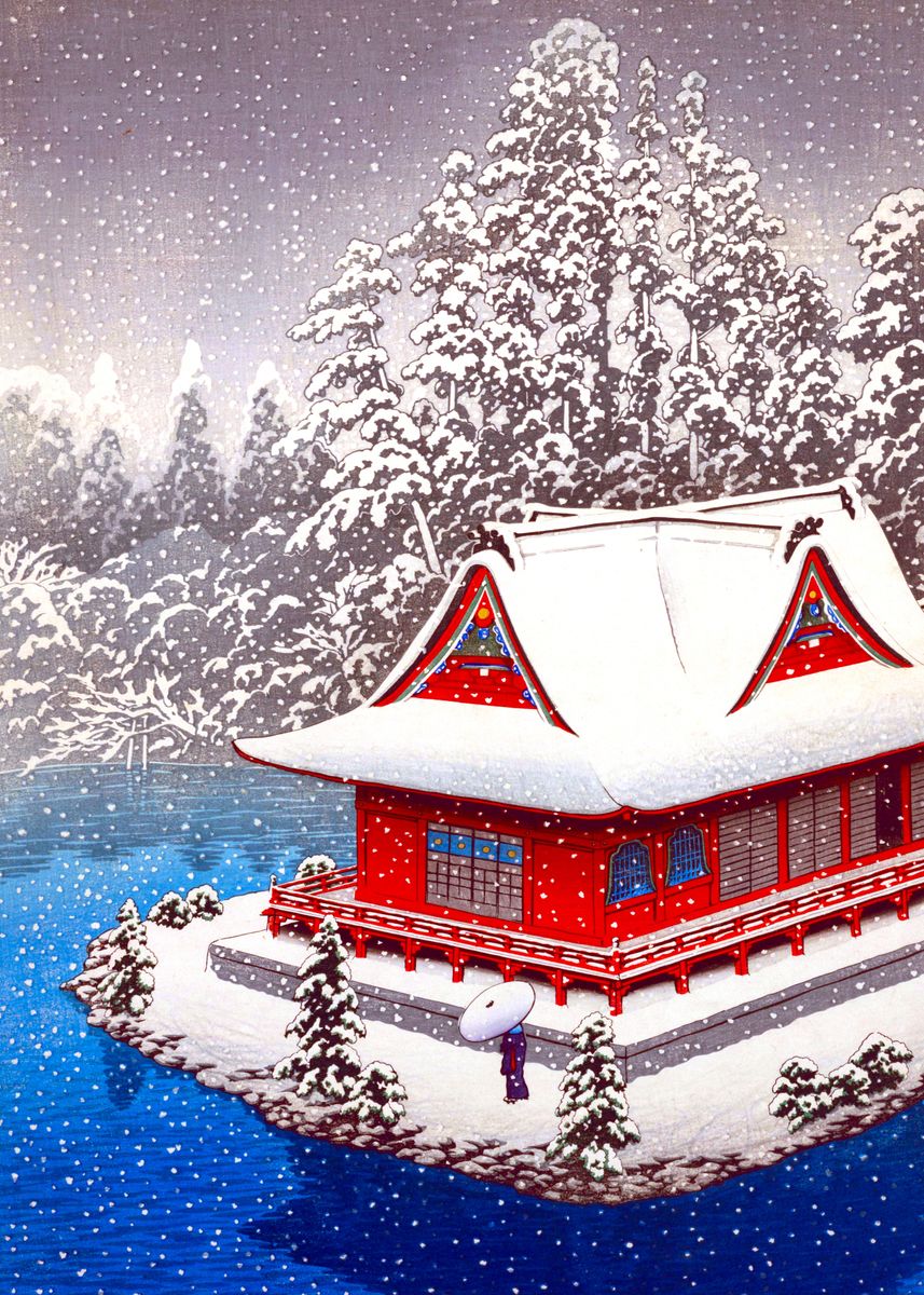 'Inokashira in Snow' Poster, picture, metal print, paint by ...