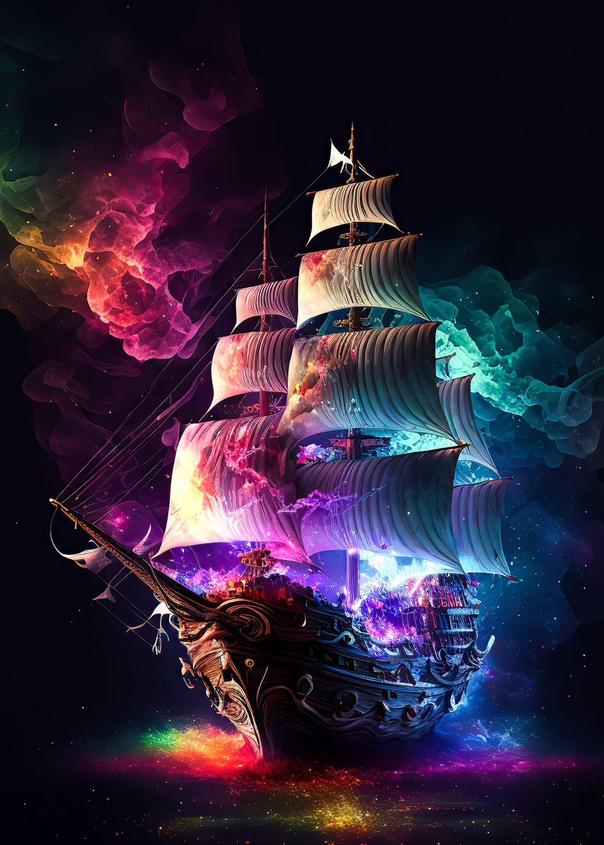 'Pirate ship colorful' Poster by Raheel Hollis | Displate