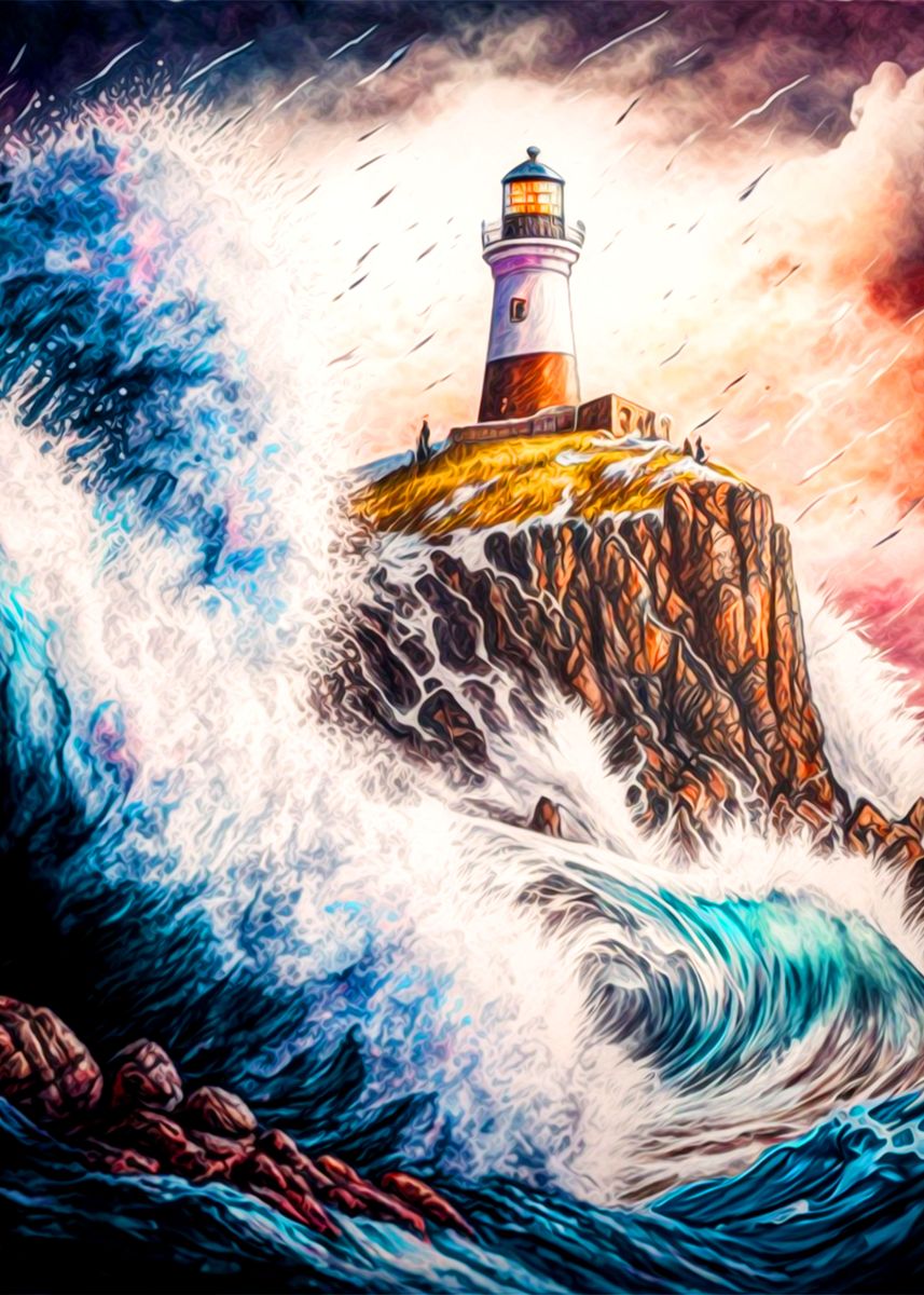 'Lighthouse' Poster, picture, metal print, paint by Will Henty | Displate
