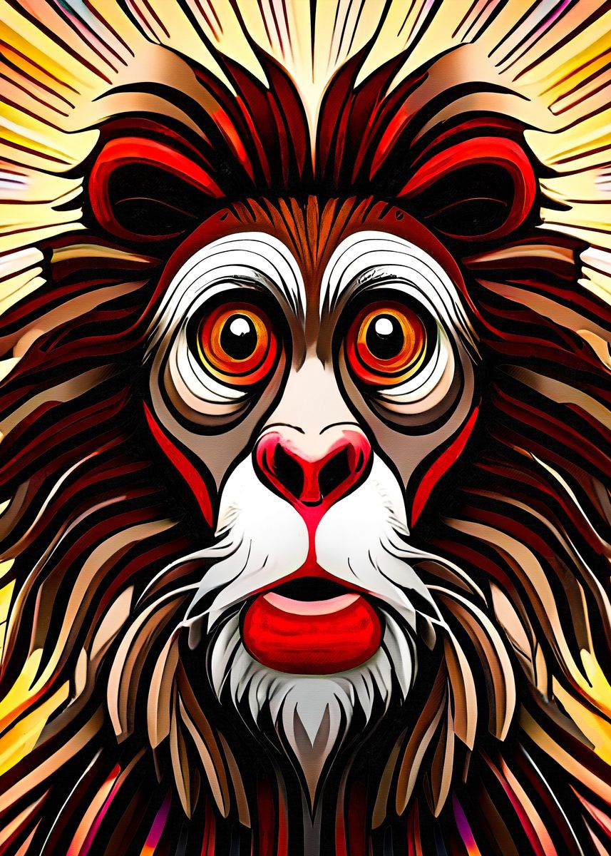'Lion pop art' Poster, picture, metal print, paint by tricky dee | Displate