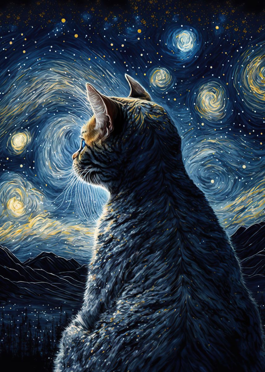 'Cat van gogh' Poster by Kynan Art | Displate