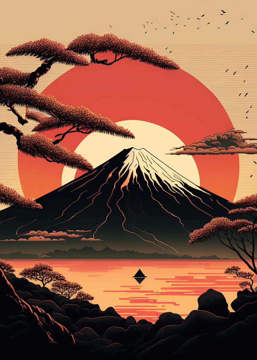 'Mount Fuji Japanese' Poster by DorthyToy | Displate
