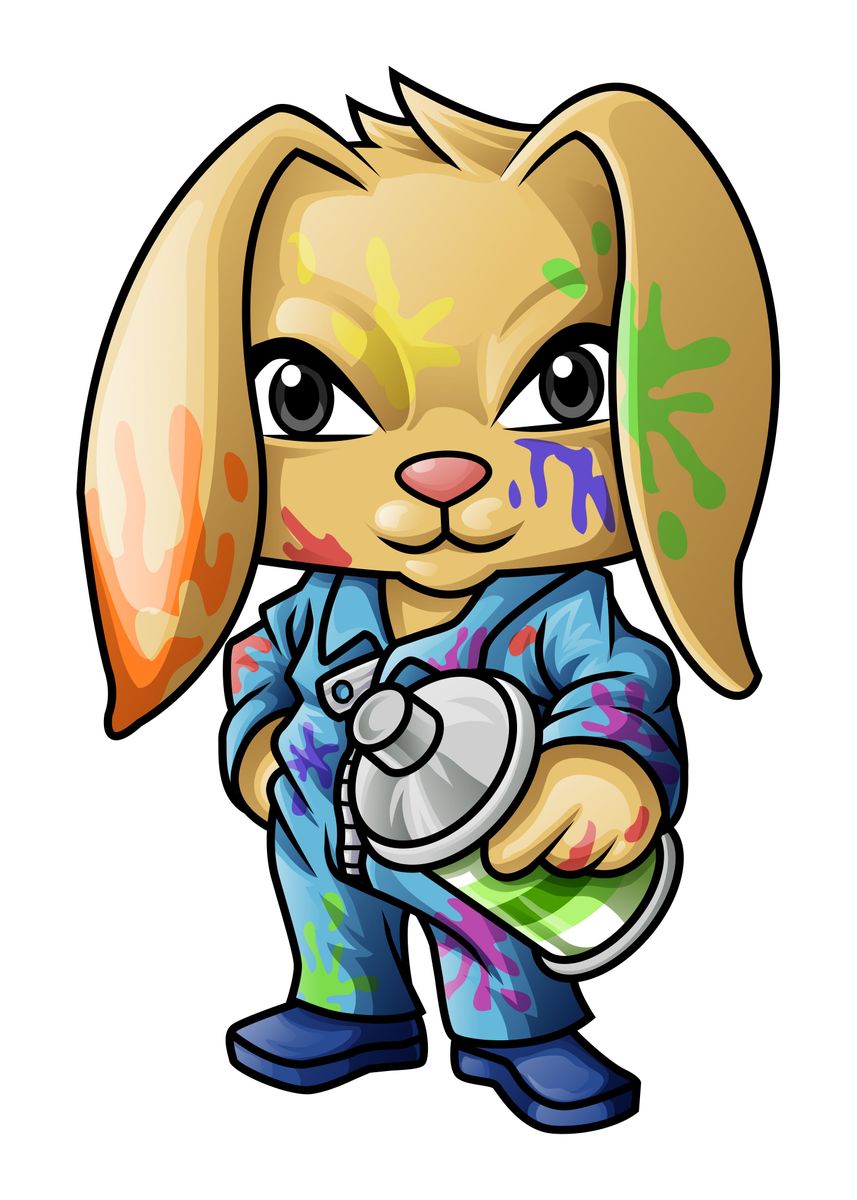 'Graffiti rabbit cartoon' Poster, picture, metal print, paint by ...