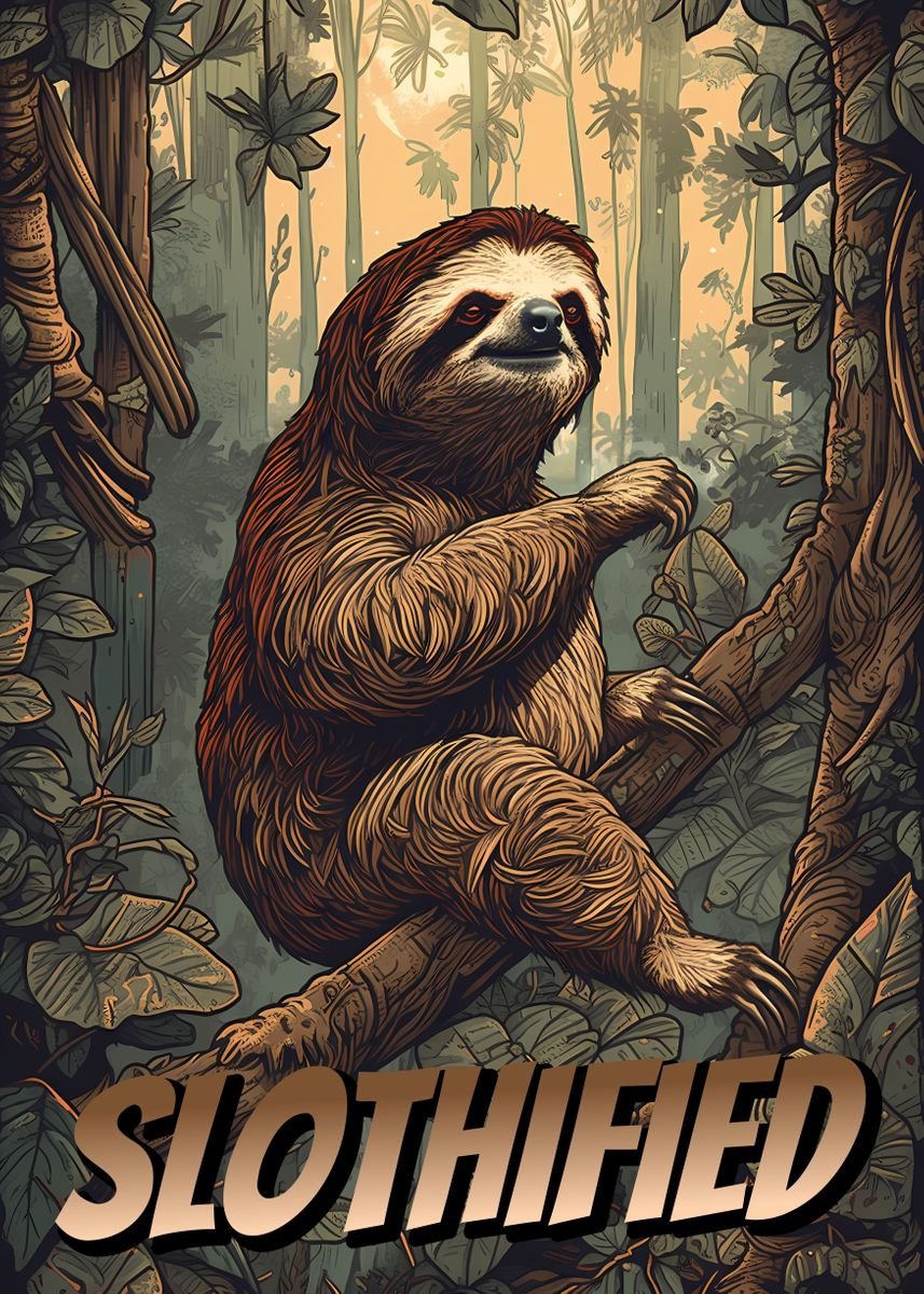 'Slothified' Poster, picture, metal print, paint by LaLou | Displate