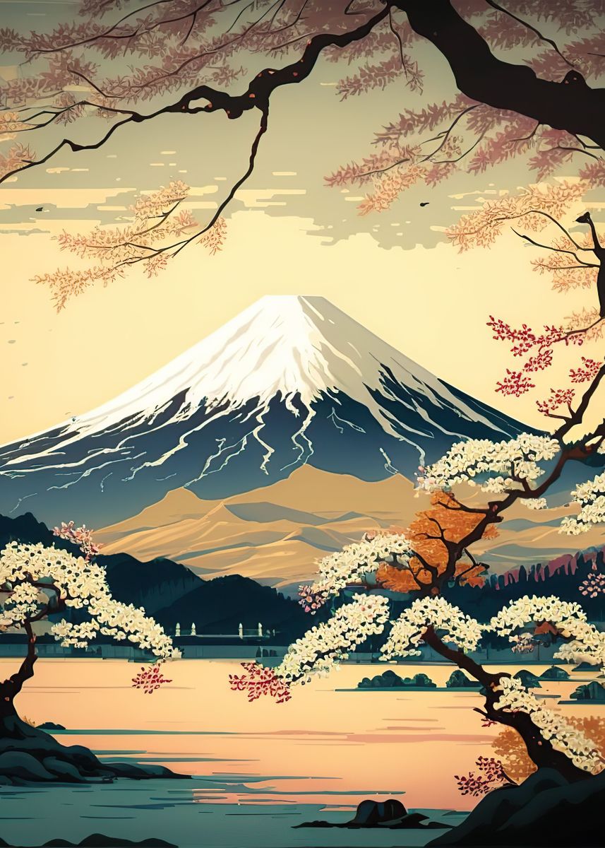 'Japanese Landscapes' Poster, picture, metal print, paint by Minimalist ...