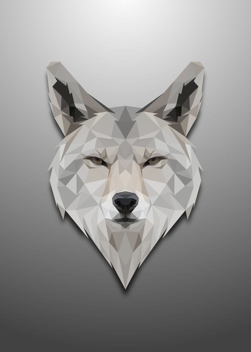 'Wolf Low Poly Art' Poster, picture, metal print, paint by Evanz Tampubolon | Displate