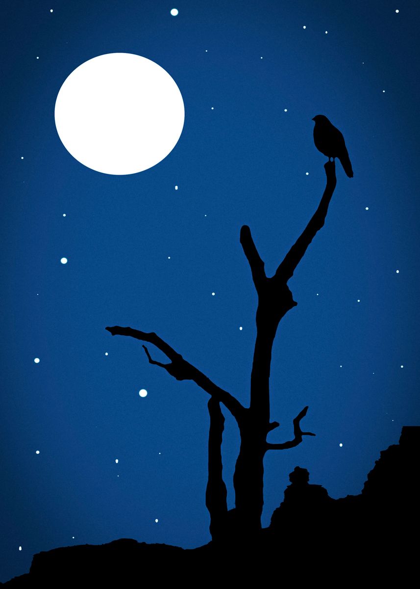 'Midnight Magic Landscape' Poster, picture, metal print, paint by ...