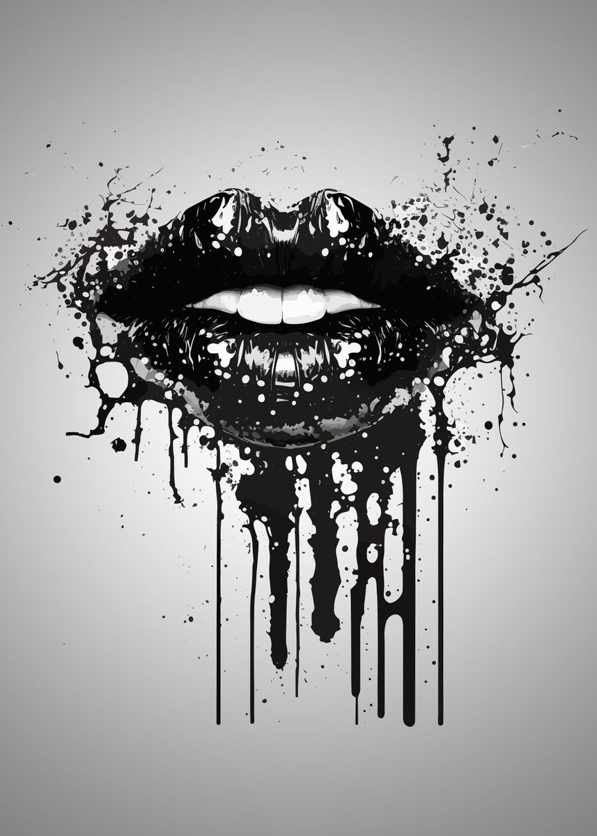 'Ink Lips' Poster, picture, metal print, paint by Undermountain | Displate