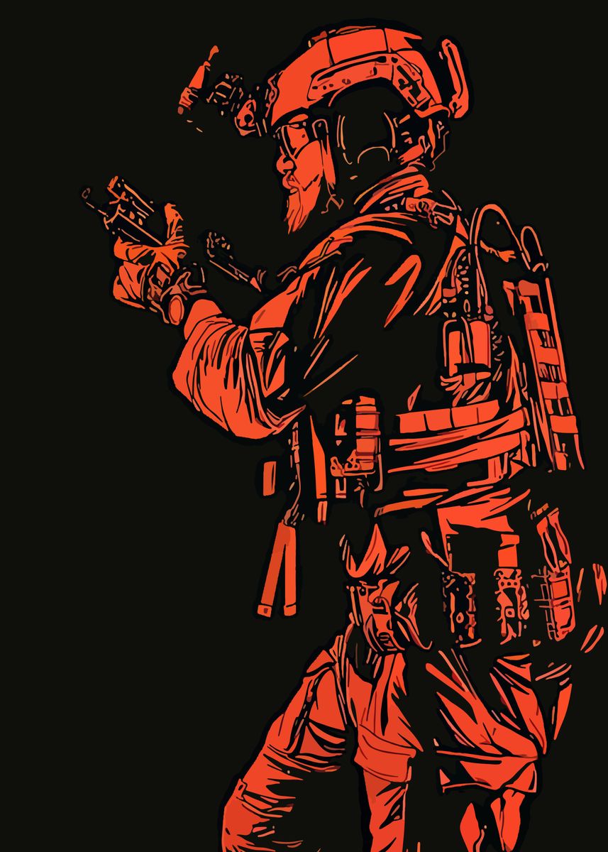 'red solider minimalist ' Poster, picture, metal print, paint by Aksara ...