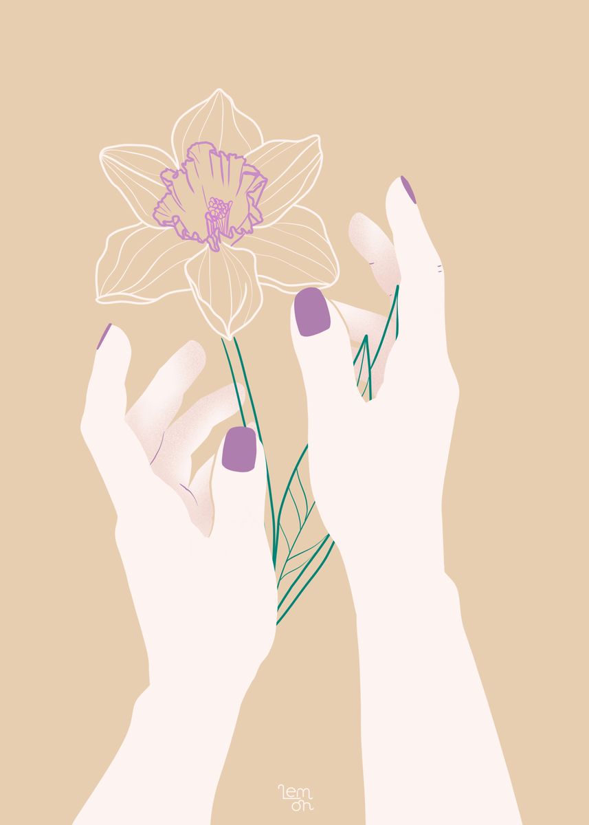 'Hands and flower' Poster, picture, metal print, paint by Paula Ortiz ...