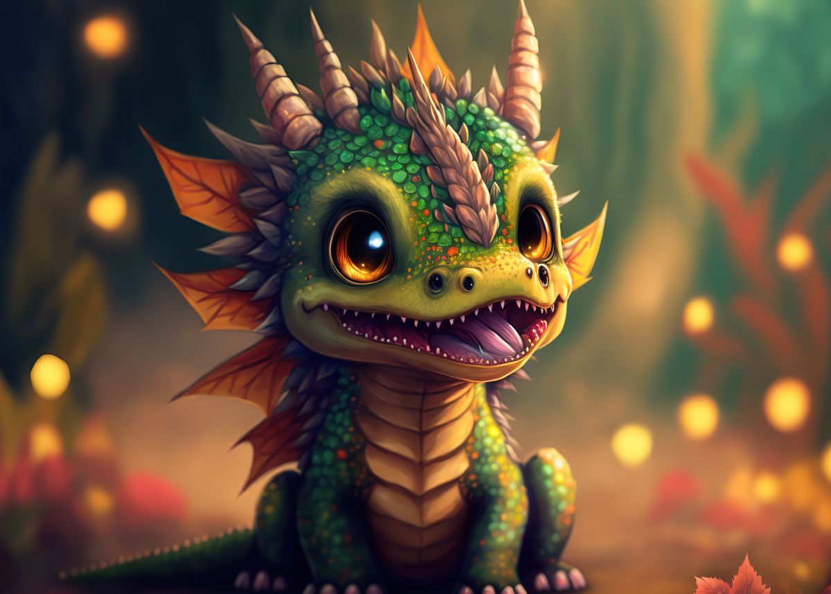 'Baby Dragon Animal' Poster by Sohail Rees | Displate