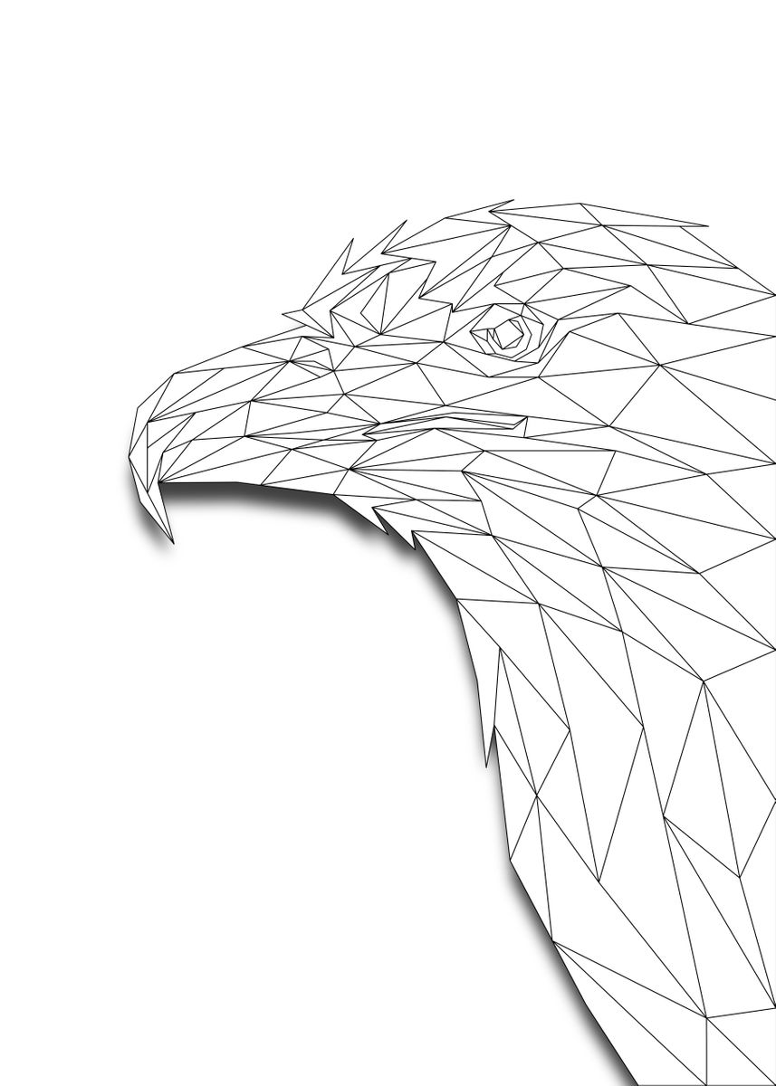 'Eagle Low Poly Wireframe' Poster, picture, metal print, paint by Evanz ...