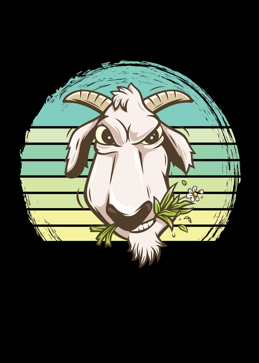 'Goat Retro' Poster, picture, metal print, paint by ZS C O M M E R C E ...
