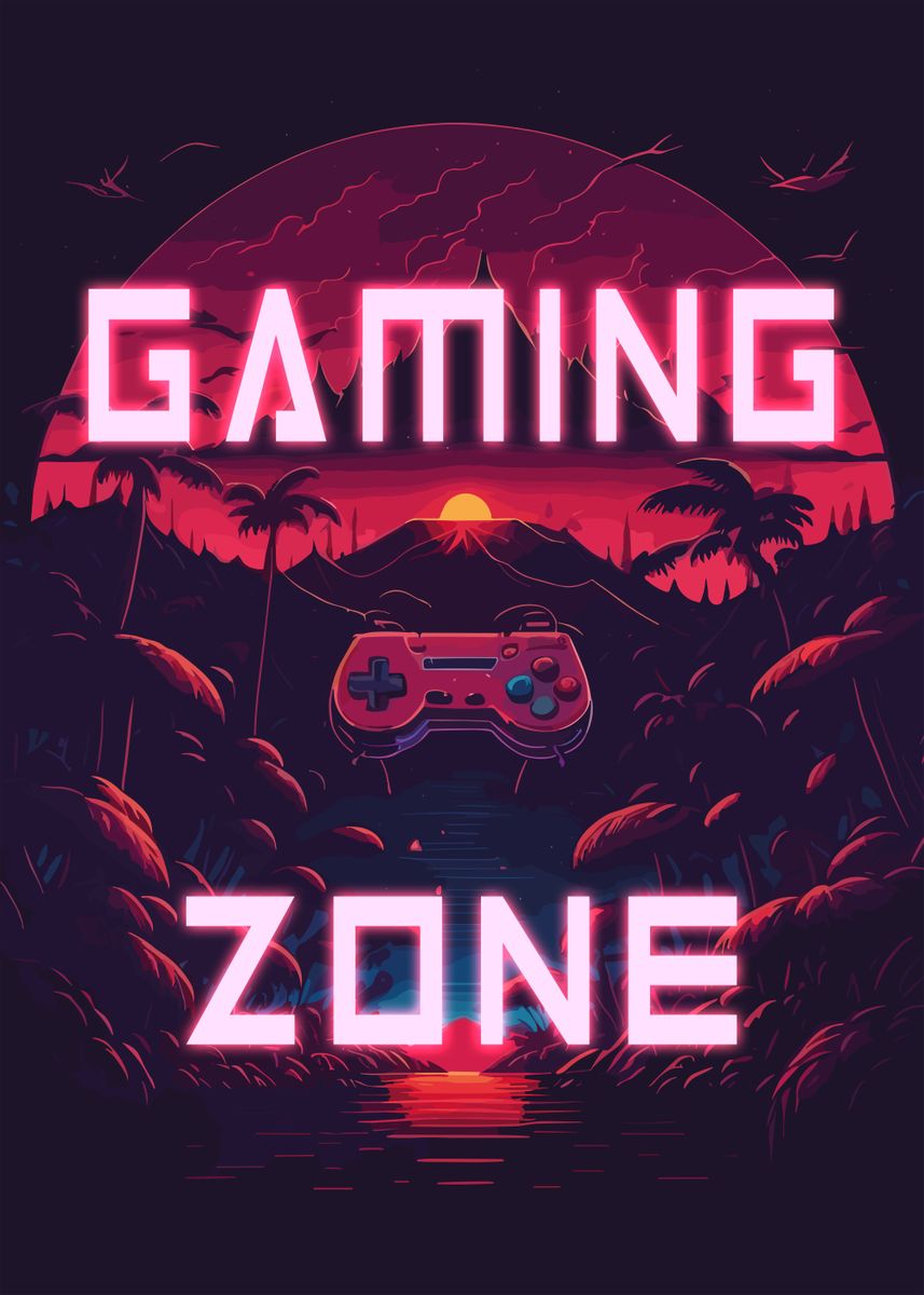 'Gaming Zone Retro Neon' Poster, picture, metal print, paint by Maltos ...