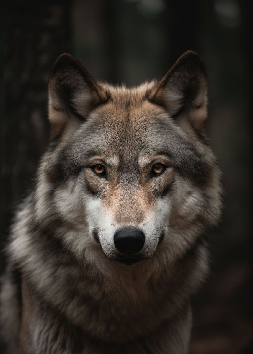 'Lone Wolf in the Forest' Poster, picture, metal print, paint by ...