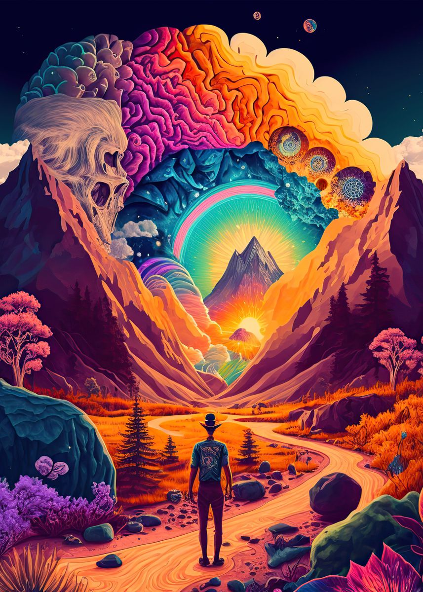 'psychedelic nature' Poster, picture, metal print, paint by Silhouette ...