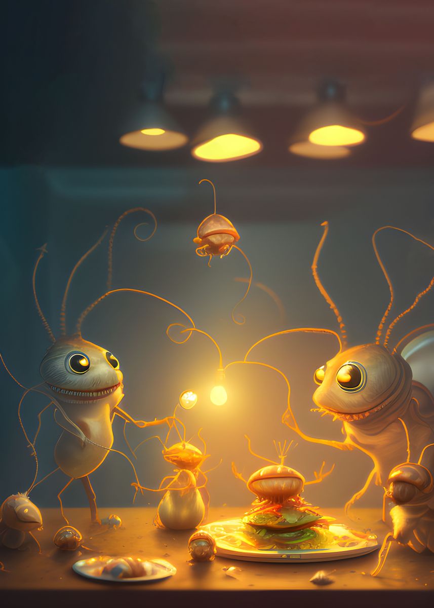 'Alien party' Poster, picture, metal print, paint by Karen Foley | Displate