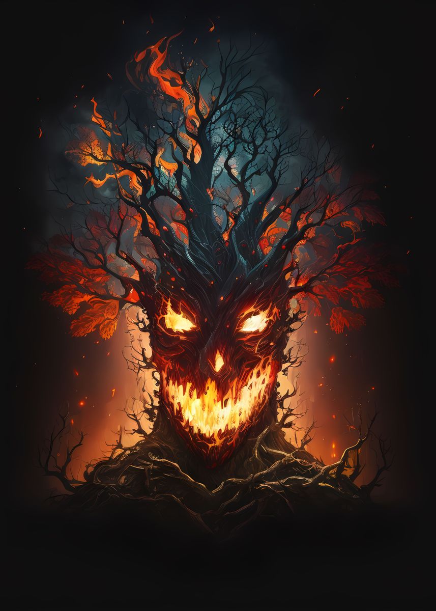 'Amazing Head with Fire' Poster, picture, metal print, paint by Ansor ...