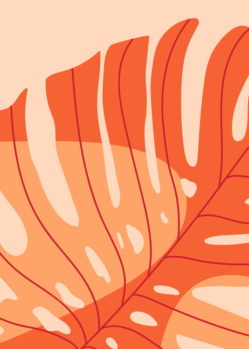 'Orange Monstera Delight' Poster, picture, metal print, paint by EDM ...