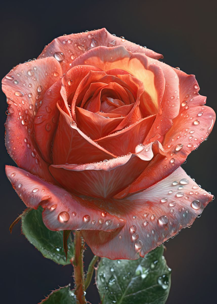 'Rose in the Rain' Poster by Morphic Prints | Displate