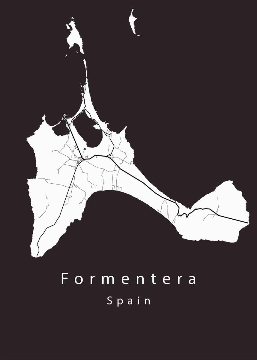 'Formentera Island Map' Poster by Robin Niemczyk | Displate