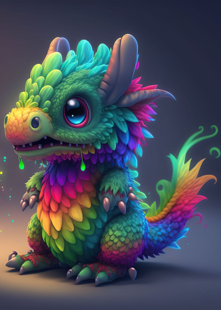 'Baby Dragon Animal' Poster by Sohail Rees | Displate
