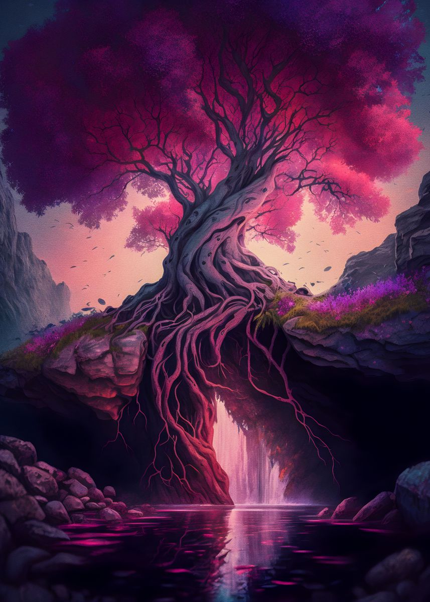 'Pink Old Tree' Poster by Muhammad Irsan | Displate