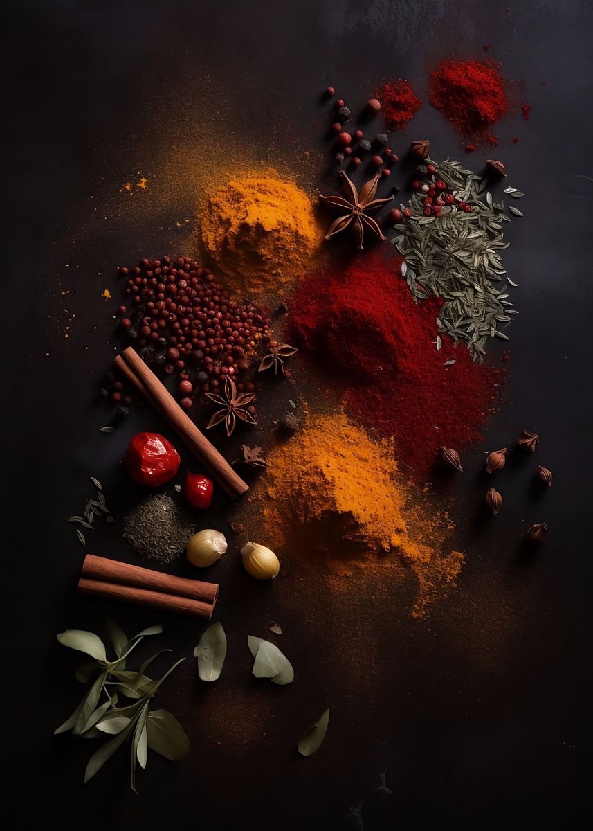 'Red and Orange Spices' Poster, picture, metal print, paint by ...