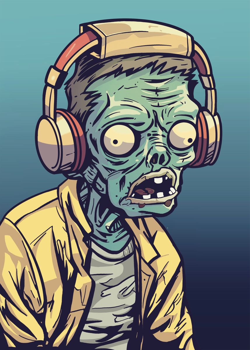 'Zombie listen music' Poster by Tollaru | Displate