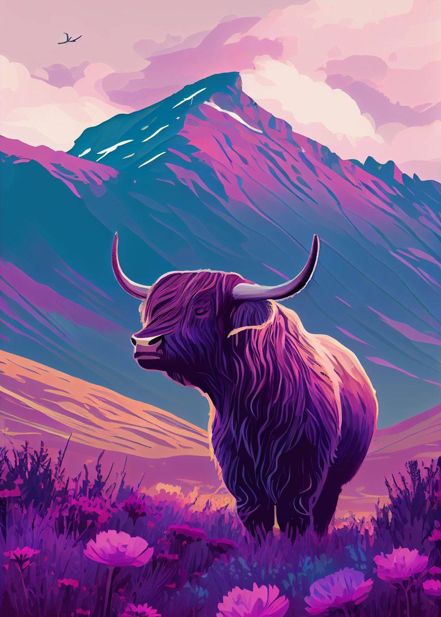 'Scottish Highland Cows' Poster, picture, metal print, paint by ...