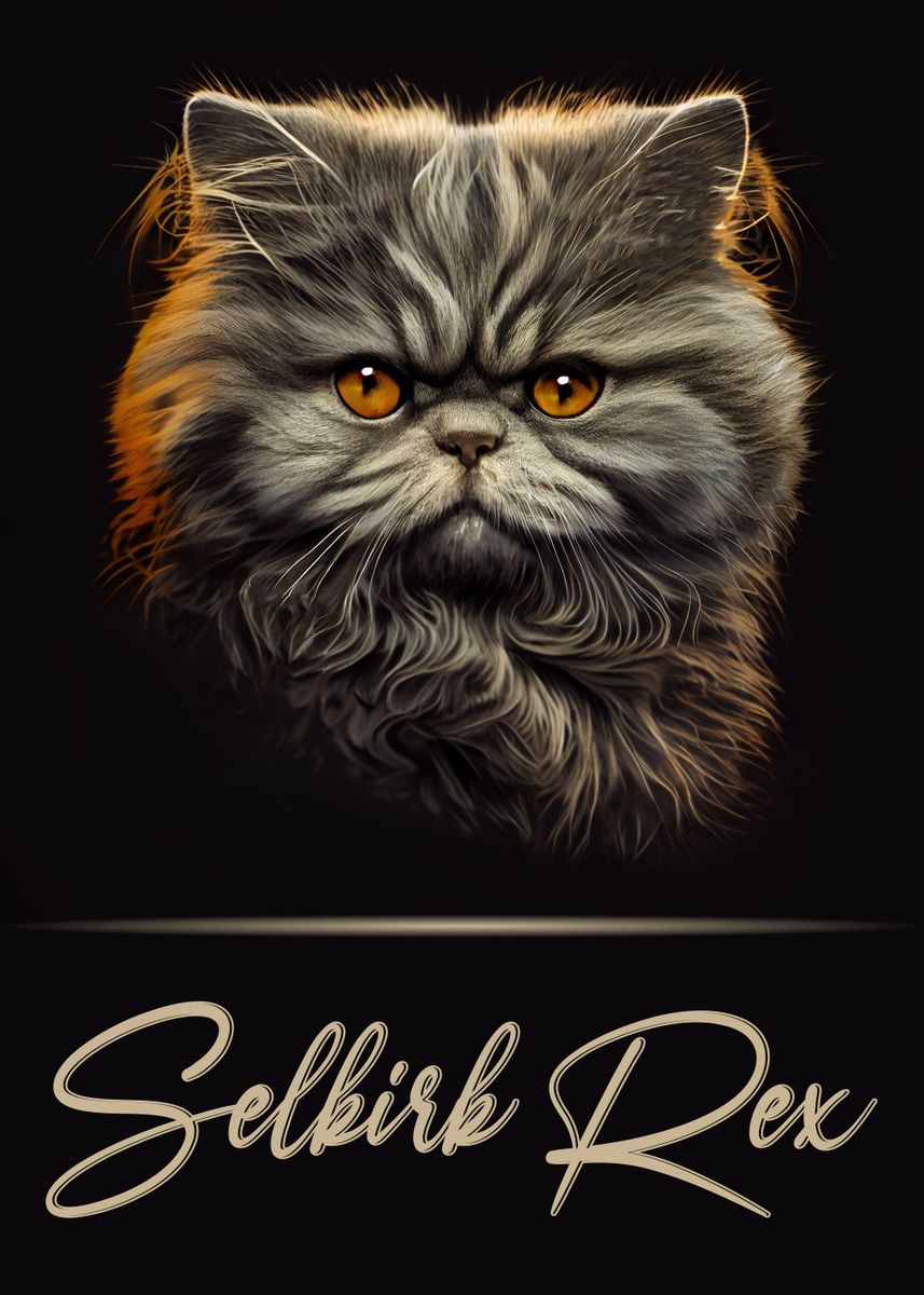 'Selkirk Rex Portrait' Poster, picture, metal print, paint by Artistic ...