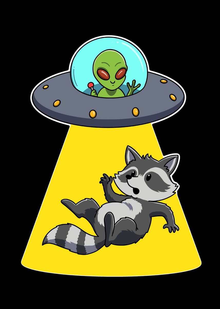 'Alien UFO Funny Raccoon' Poster by CatRobot | Displate