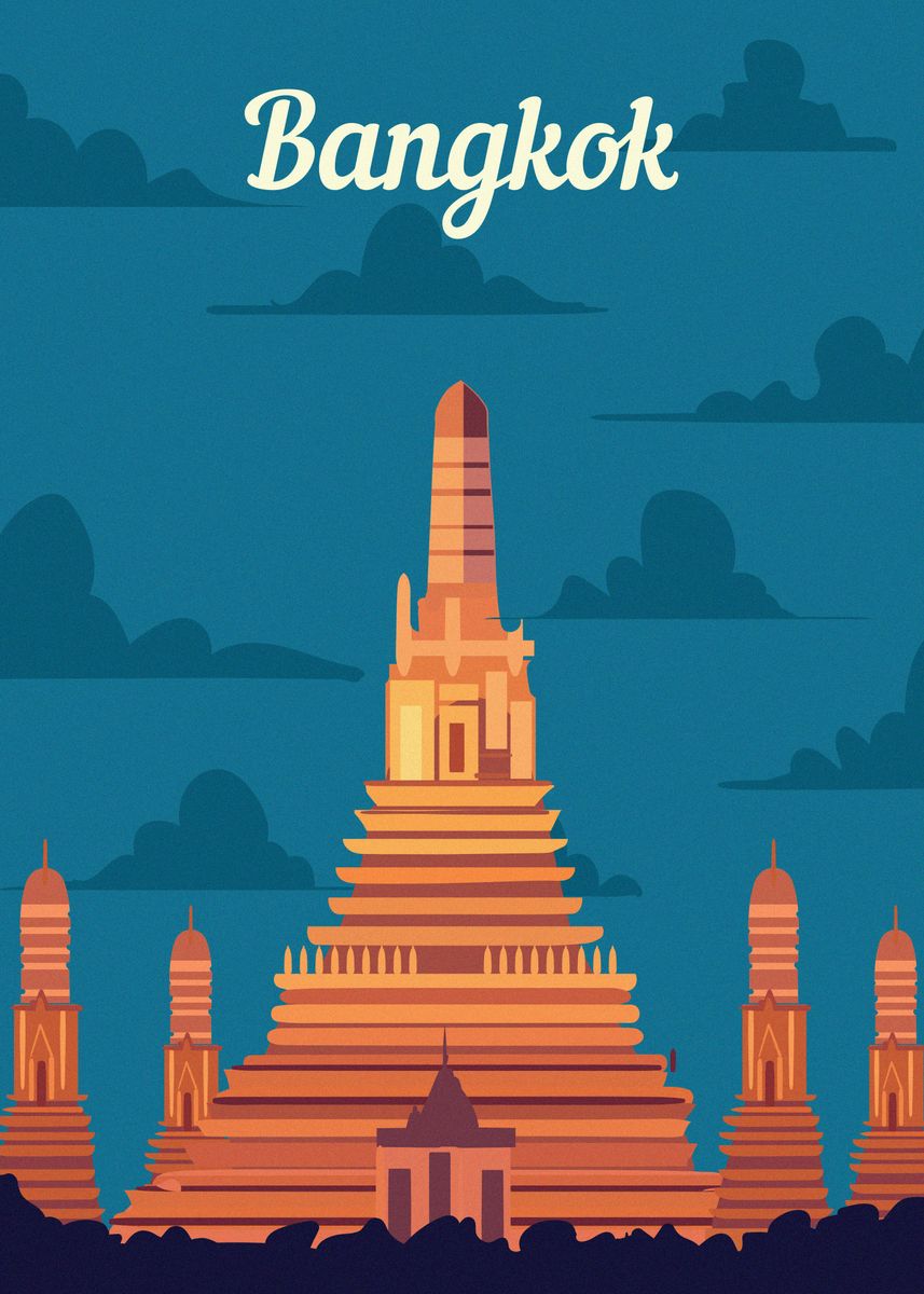 'Bangkok city skyline' Poster, picture, metal print, paint by Le Thi ...