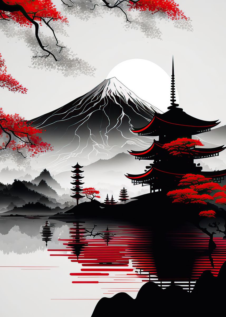 'Japanese Landscapes' Poster by Minimalist Anime | Displate