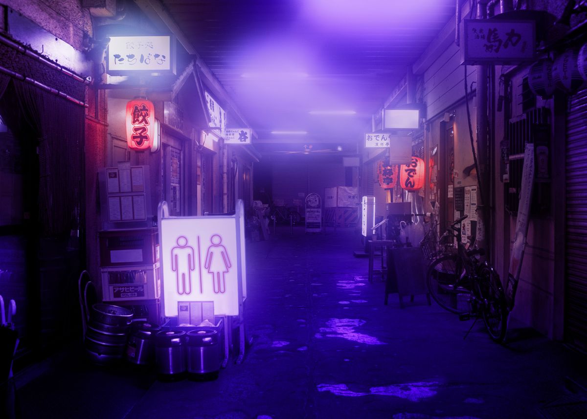 'Cyberpunk neon city' Poster by 80s Retro | Displate