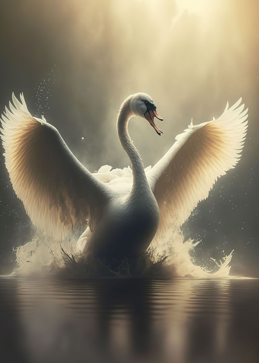 'White Swan ' Poster, picture, metal print, paint by deidrera cheal ...