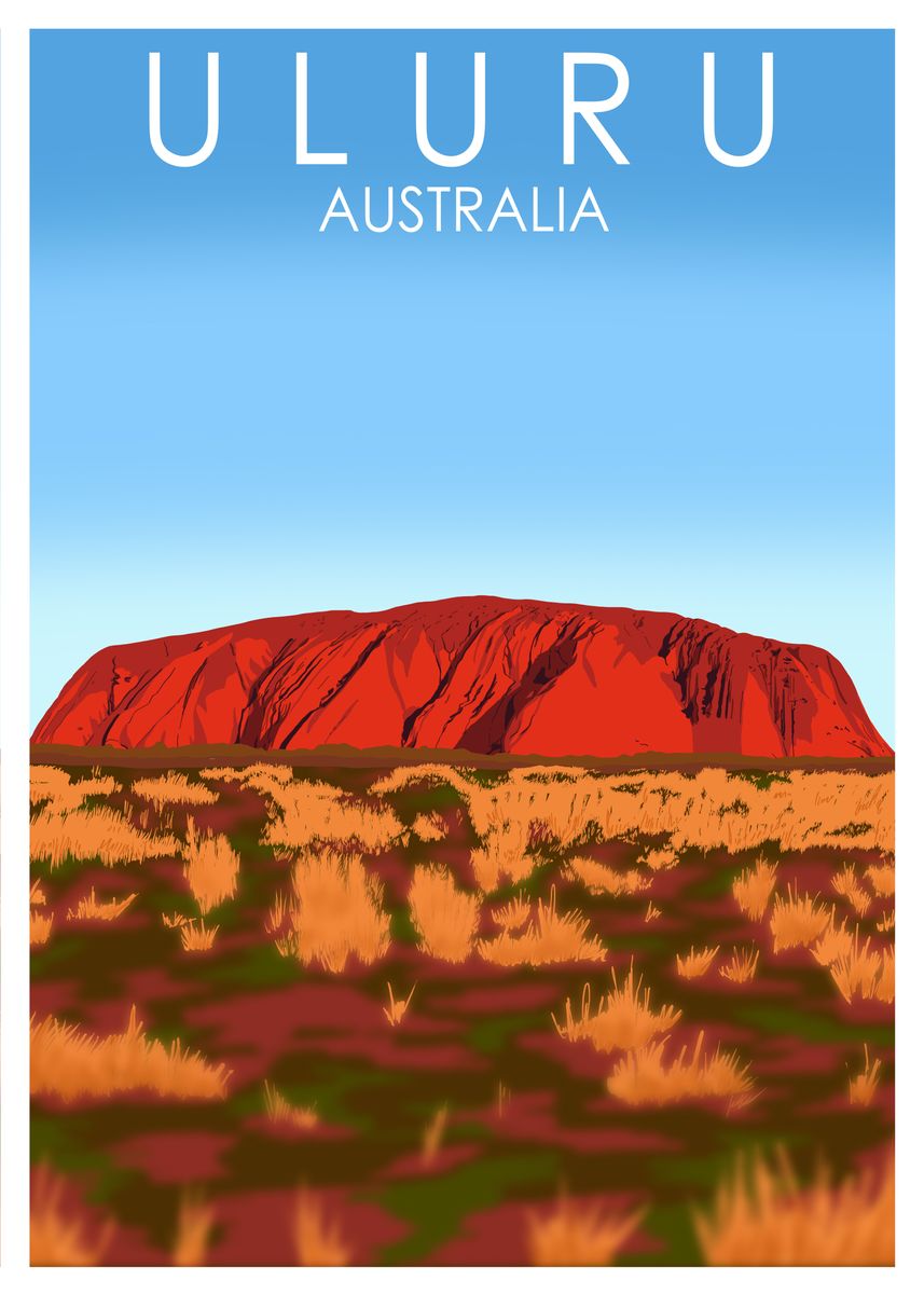 'Uluru' Poster, picture, metal print, paint by OmegaArt | Displate