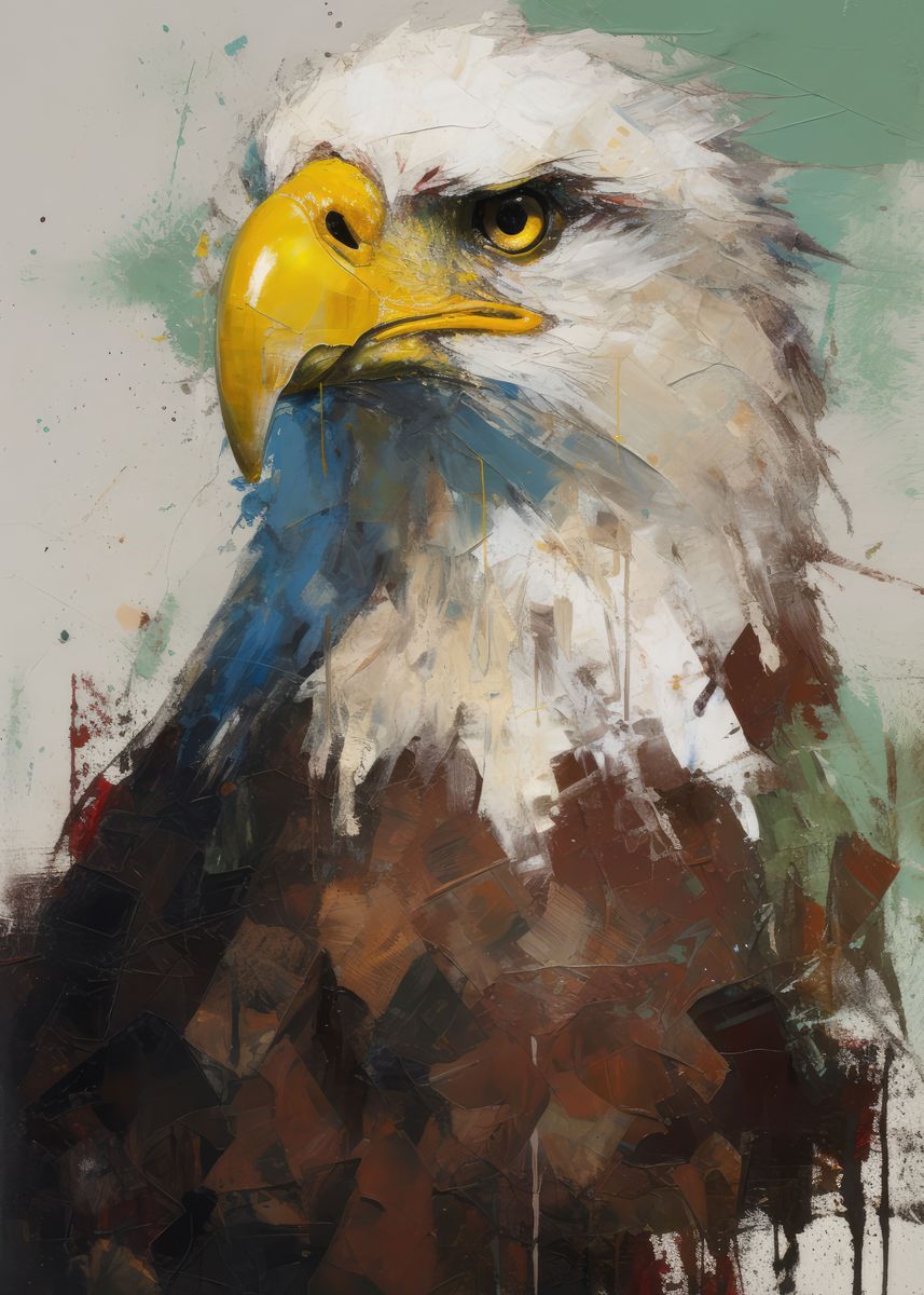 'Abstract Eagle Painting 2' Poster, picture, metal print, paint by Kingdom of the Fly Design ...