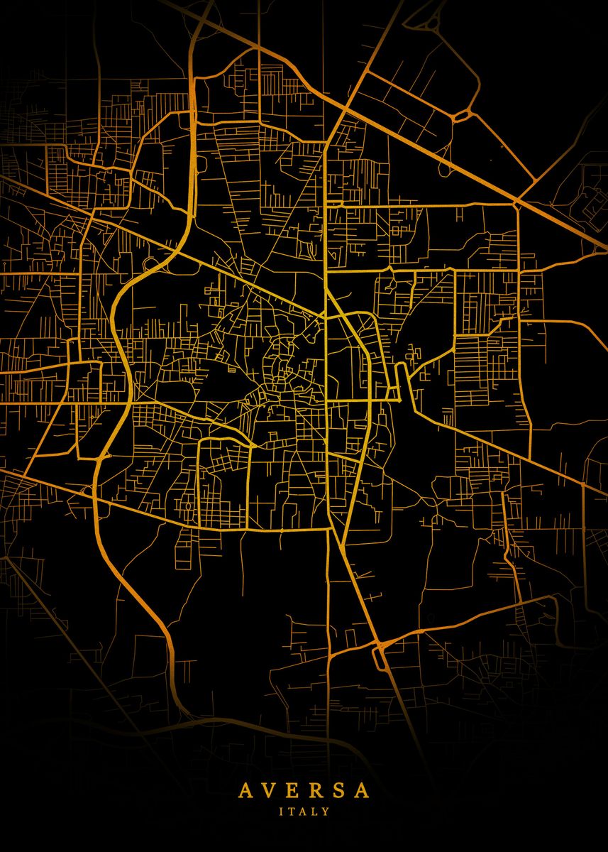 'Aversa City Map Gold' Poster, picture, metal print, paint by Trulaf ...