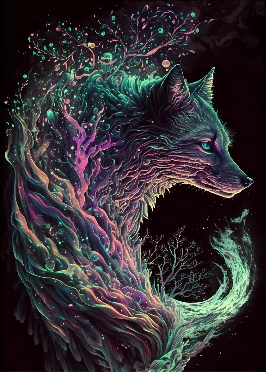 'Wolf Enchanted palace' Poster, picture, metal print, paint by Babacar ...