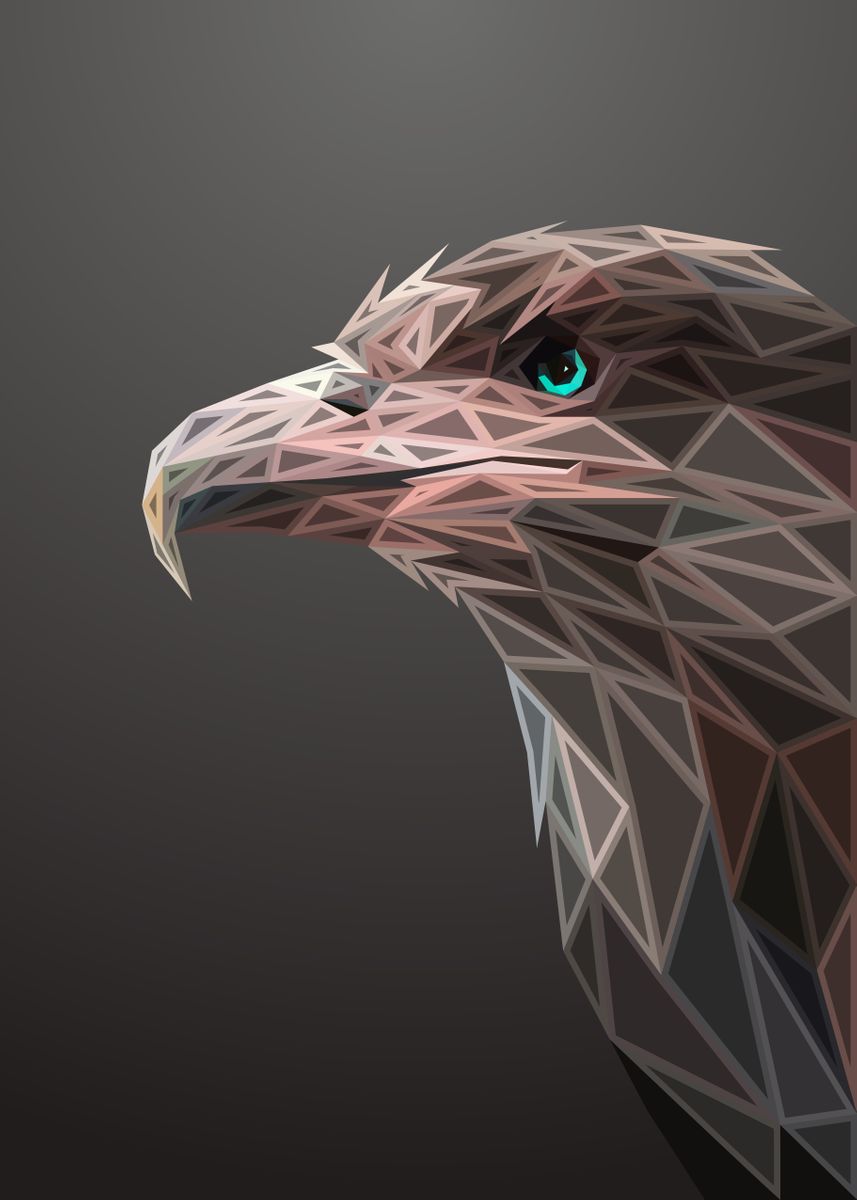 'Eagle Low Poly Engraved' Poster, picture, metal print, paint by Evanz ...