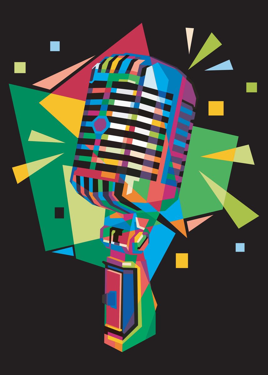 'Retro vintage microphone' Poster, picture, metal print, paint by Le ...