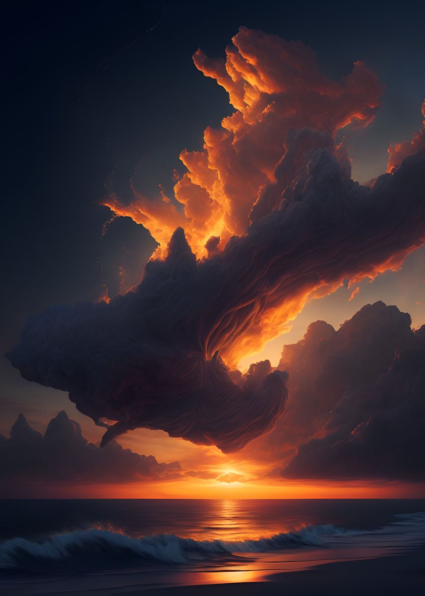 'Sunset Beach Paradise' Poster, picture, metal print, paint by ...